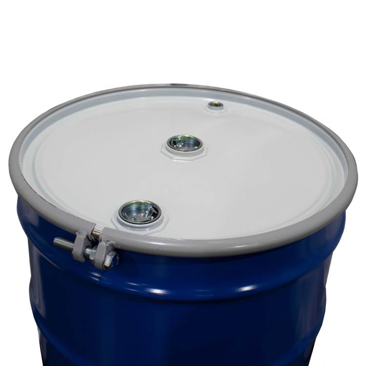 55 Gallon Blue Steel Open Head Drum, White Cover, Unlined, w/2" x 2 ...