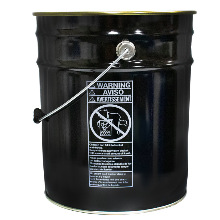 5 GALLON BLACK OPEN HEAD STEEL PAIL W/ GOLD PHENOLIC LINING. Pipeline ...