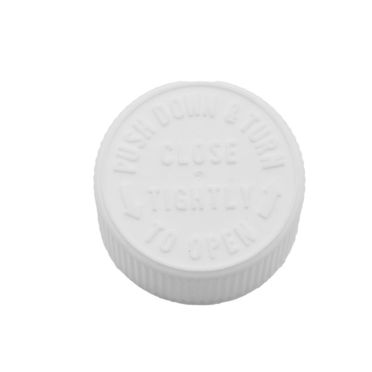 28-400 WHITE PP CHILD RESISTANT CAP W/ F217 LINER, PUSH AND TURN ...