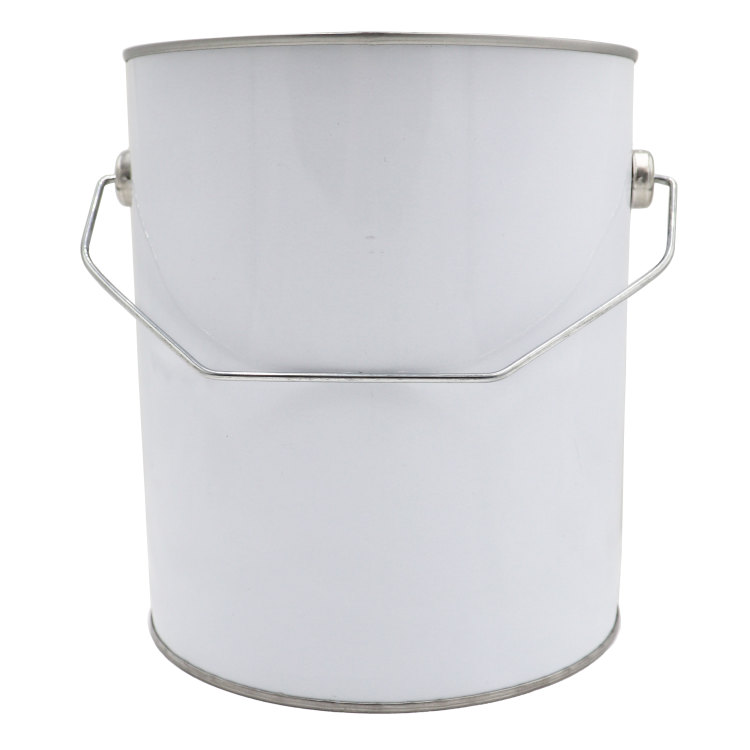 1 Gallon Round White Paint Can, Unlined, Metal Bail. Pipeline Packaging