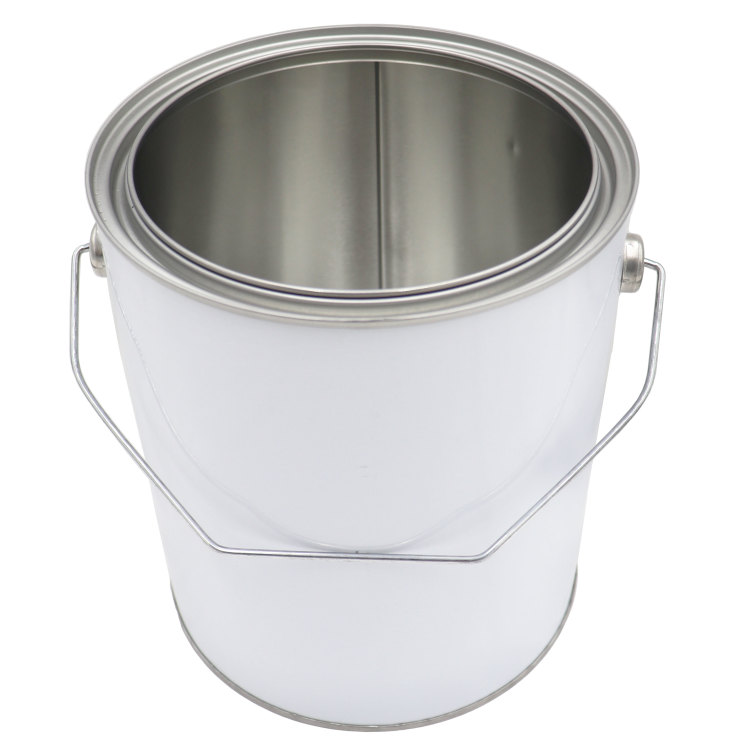 1 Gallon Round White Paint Can, Unlined, Metal Bail. Pipeline Packaging