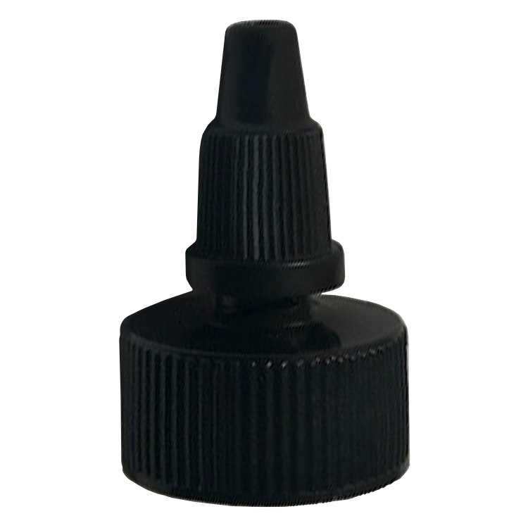 24 mm, 24-400 Black PP Plastic Twist Cap, .115 Orifice. Pipeline Packaging