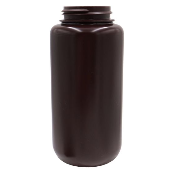 32 oz Amber HDPE Plastic Wide Mouth Round Bottle, 63-415, 16 Gram w ...