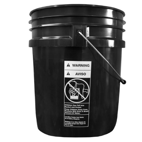 5-Gallon Black HDPE Plastic Open Head Pail w/ CWL. Pipeline Packaging