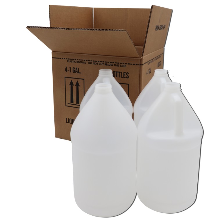 128 oz Natural HDPE Plastic Industrial Round Bottle, 38-400, 4x1, 4G ...