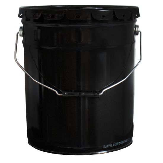 5 Gallon Black Steel Open Head Pail, Red Phenolic Lining, w/ Pail Cover ...