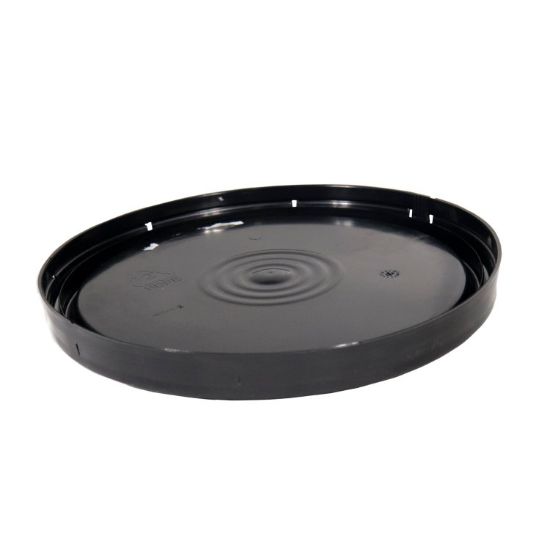 2 Gallon Black HDPE Plastic Tear Tab Pail Cover. Pipeline Packaging