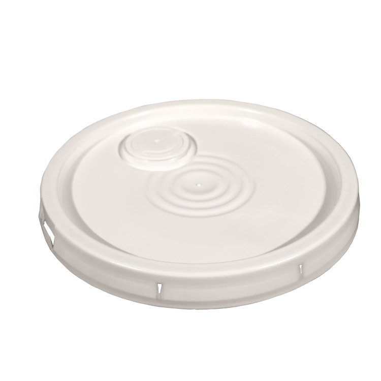 3.5-6 Gallon White HDPE Plastic Tear Tab Pail Cover, w/ Plastic Spout ...