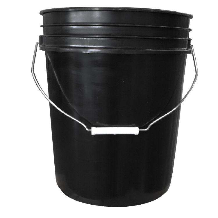 5 Gallon Black HDPE Open Head Pail, CWL, w/ Metal Bail. Pipeline Packaging