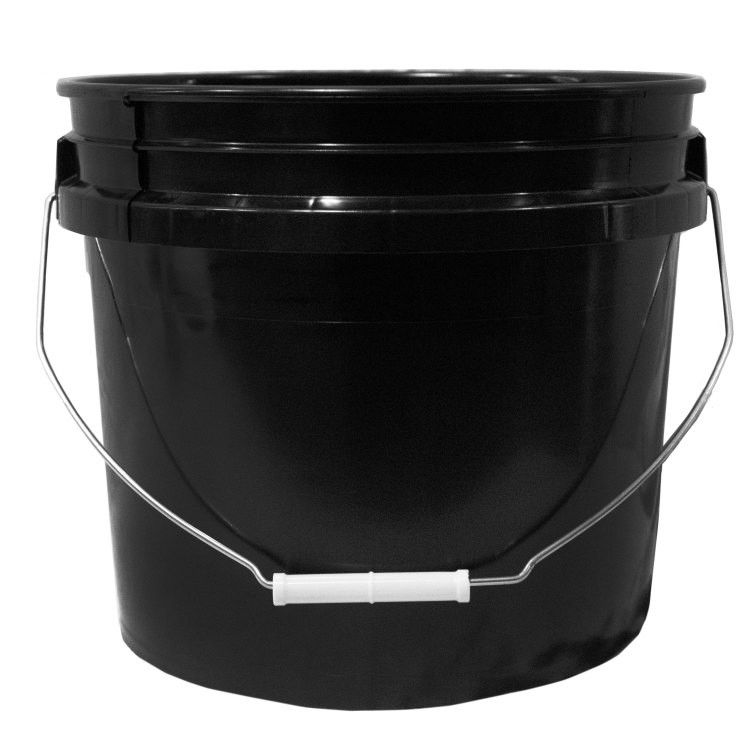 3.5 Gallon Black 40% Regrind HDPE Plastic Open Head Pail w/ Metal ...