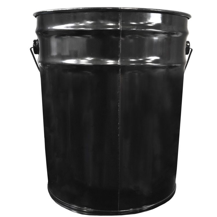 5-Gallon Black Rust Inhibited Steel Open Head Pail, Double Bead, UN ...