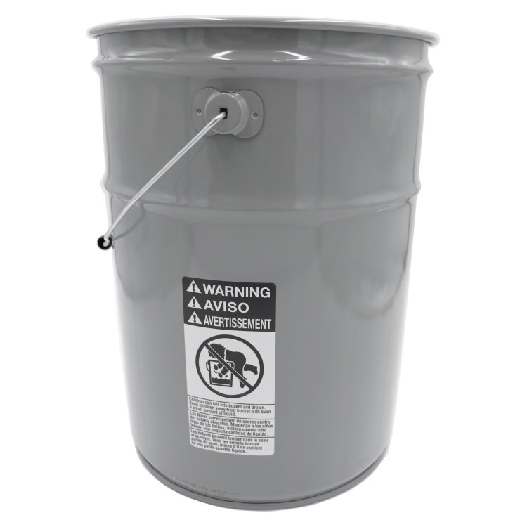 6 Gallon Gray Steel Open Head Pail, Clear Phenolic Lining, 26 Gauge, UN ...