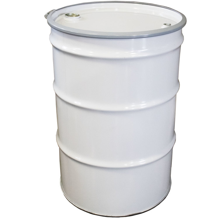 55 Gallon White Open Head Steel Drum, Buff Epoxy Phenolic Lining, w ...